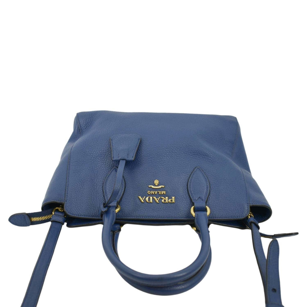 PRADA 2way Leather Tote Shoulder Bag Blue 1BA205