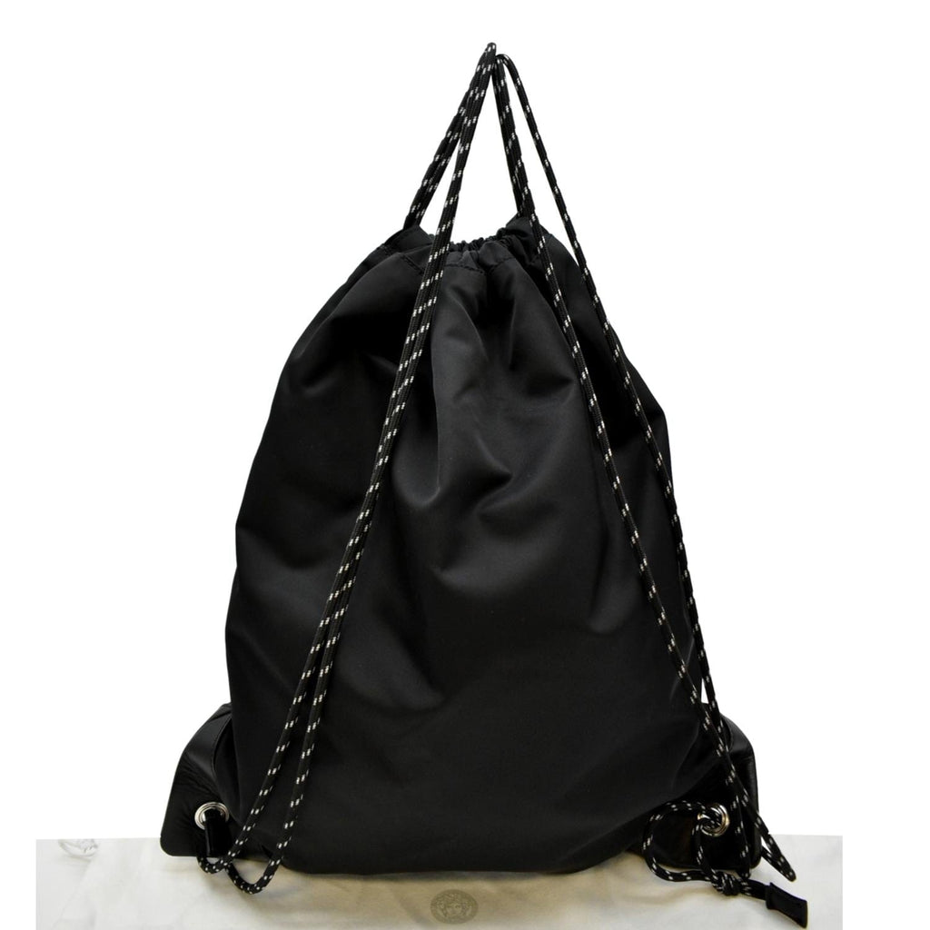 VERSACE La Medusa Drawstring Nylon Backpack Bag Black