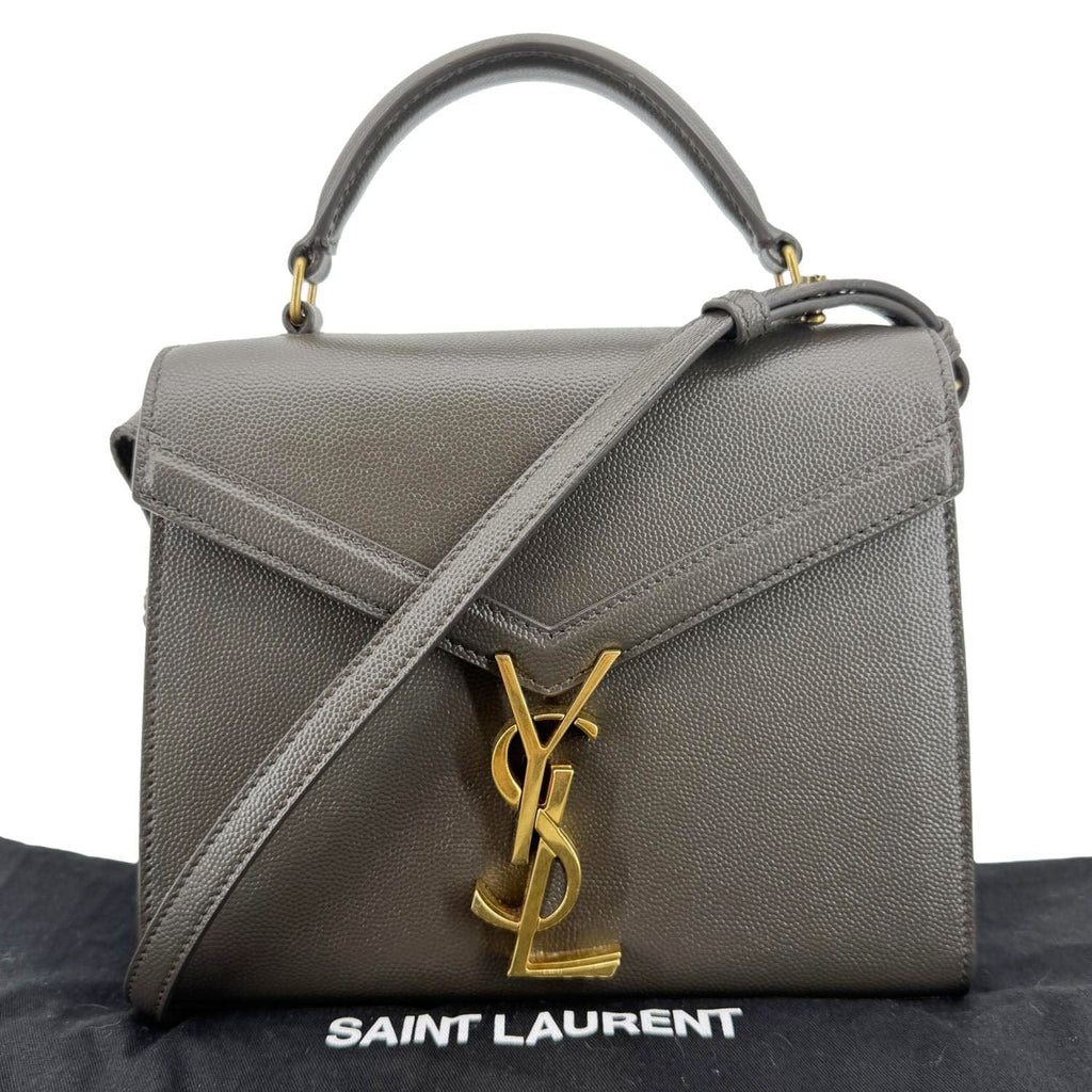 YVES SAINT LAURENT Cassandra Medium Calfskin Leather Shoulder Bag Fog