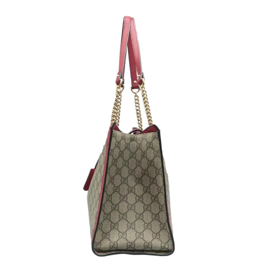 GUCCI Padlock Medium GG Supreme Canvas Tote Bag Red 479197