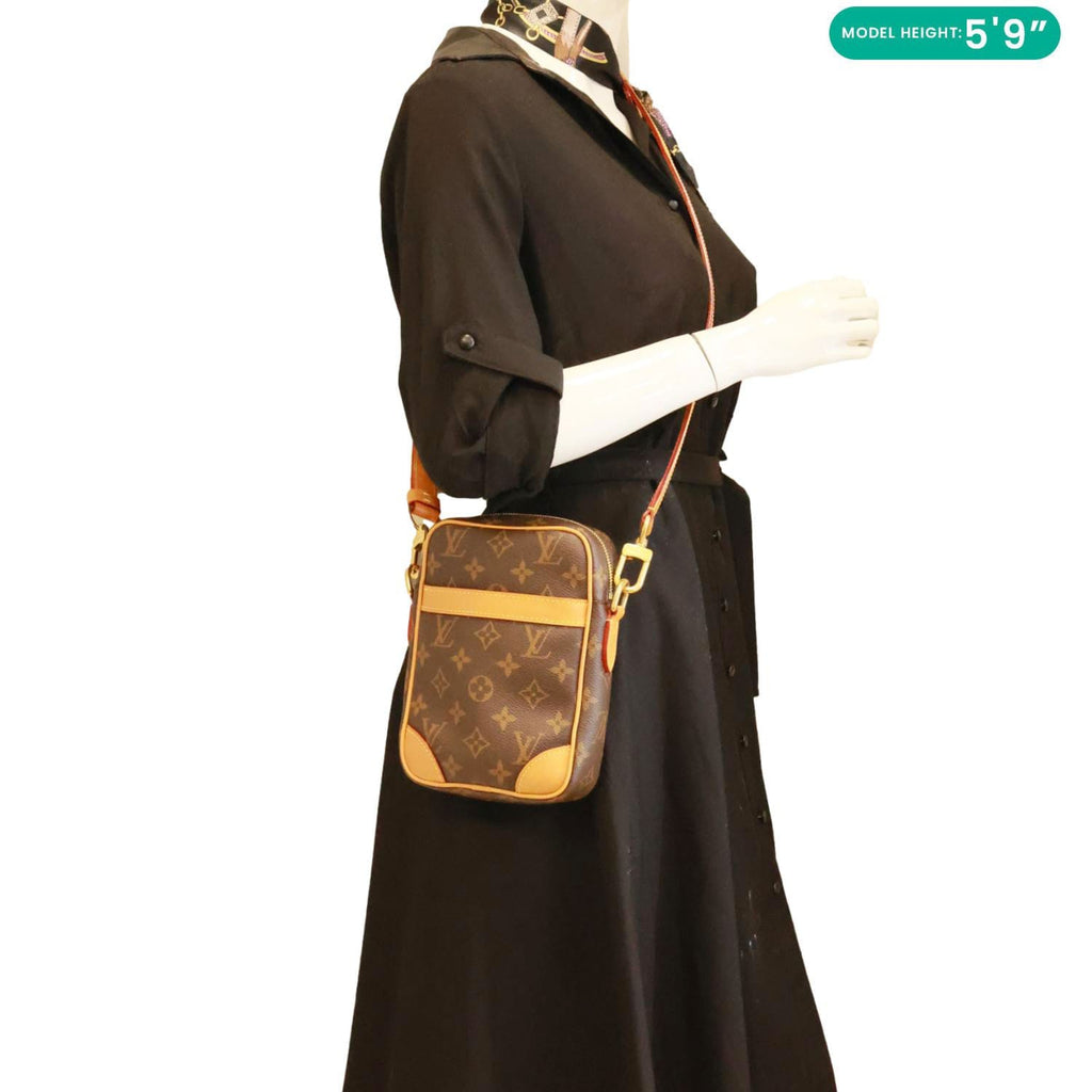LOUIS VUITTON Danube Monogram Canvas Crossbody Bag Brown