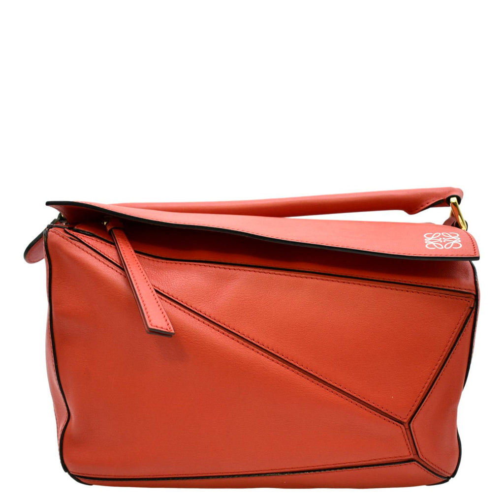 LOEWE Puzzle Medium Leather Shoulder Bag Red