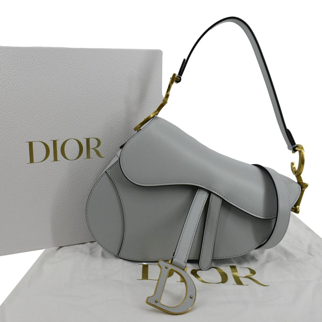 CHRISTIAN DIOR Saddle Smooth Calfskin Leather Satchel Shoulder Bag Pla