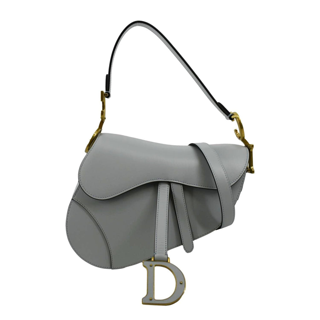 CHRISTIAN DIOR Saddle Smooth Calfskin Leather Satchel Shoulder Bag Pla