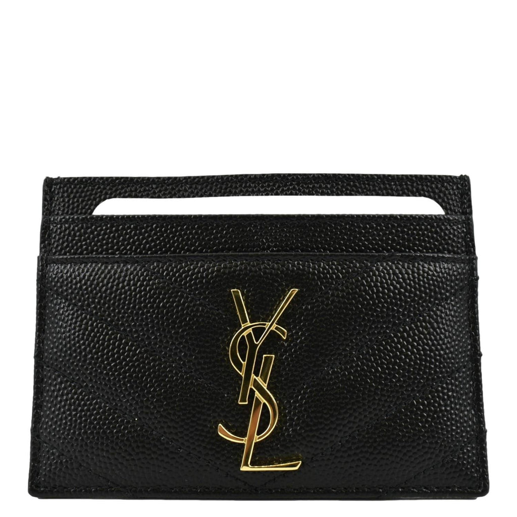 YVES SAINT LAURENT Cassandre Monogram Grain De Poudre Leather Card Hol