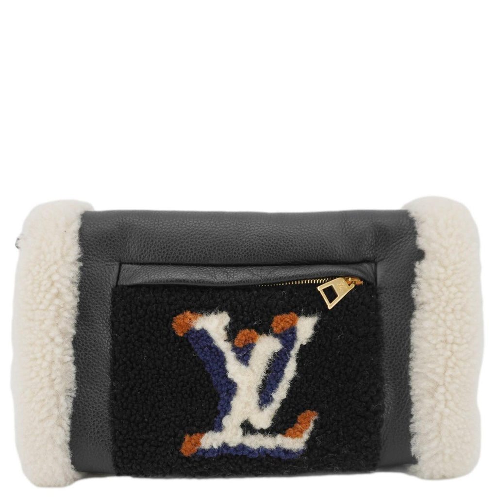 LOUIS VUITTON Teddy Muffle Monogram Calfskin Leather Shoulder Bag Blac