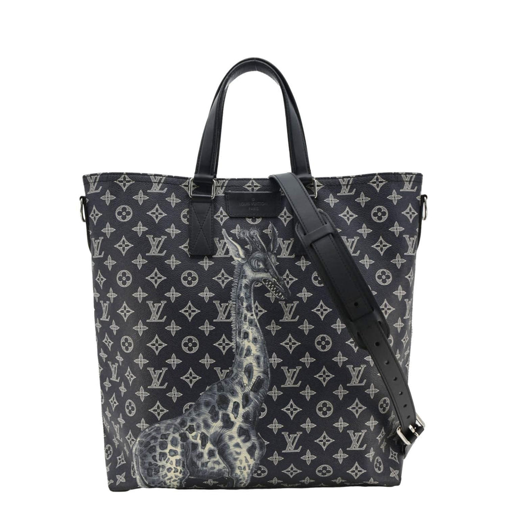 LV Savane Monogram Chapman Canvas Atlas Tote Bag Navy Blue