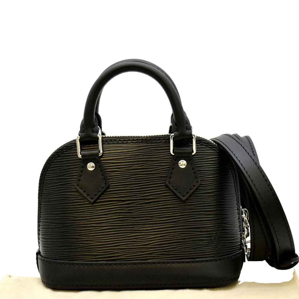 LOUIS VUITTON Nano Alma Epi Leather Top Handle Shoulder Bag Black