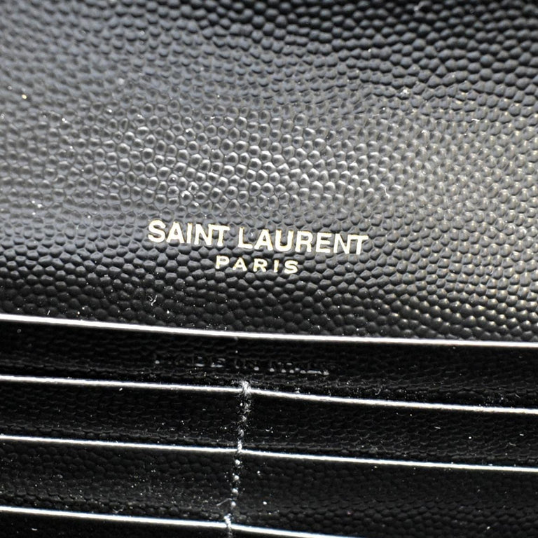 YVES SAINT LAURENT Envelope Flap Matelasse Leather Wallet Black
