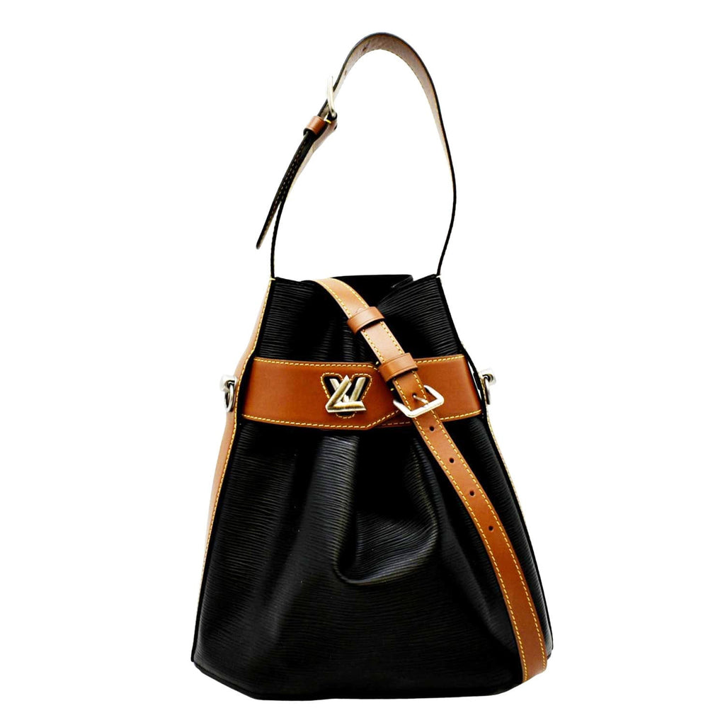 LOUIS VUITTON Twist Epi Leather Bucket Crossbody Bag Black