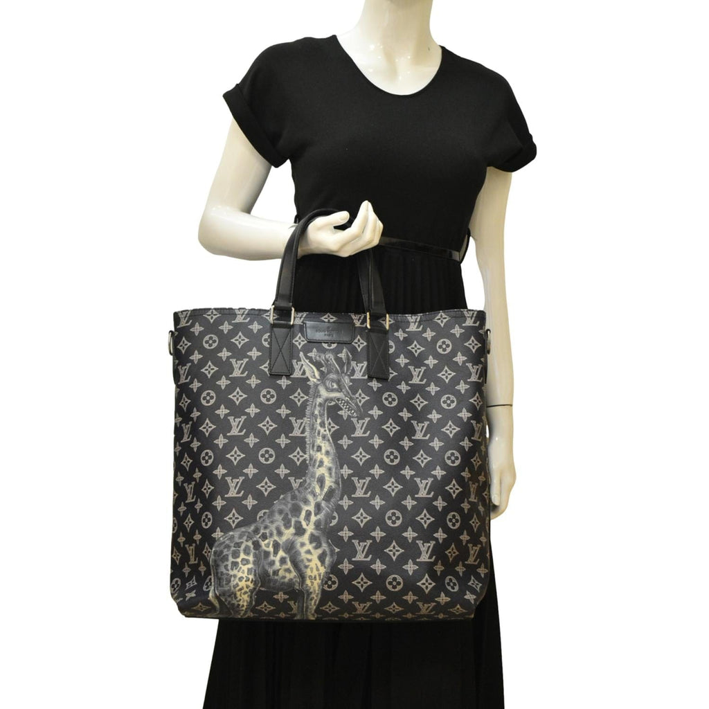 LV Savane Monogram Chapman Canvas Atlas Tote Bag Navy Blue