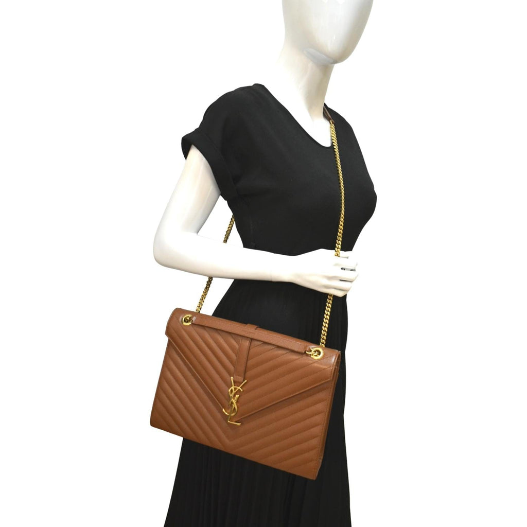 YVES SAINT LAURENT Large Envelope Mix Matelasse Leather Chain Shoulder
