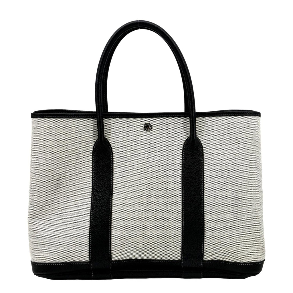 HERMES Garden Party Canvas Tote Bag Black