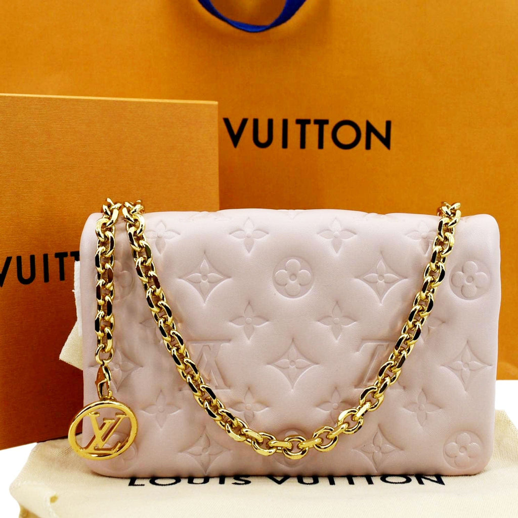 LOUIS VUITTON Coussin Monogram Embossed Pochette Crossbody Bag Rose Pi