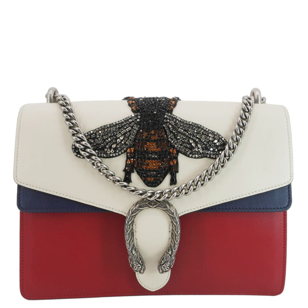 GUCCI Dionysus Medium Bee Embroidered Leather Shoulder Bag Multicolor