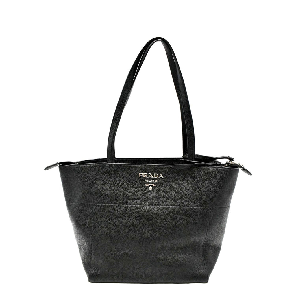 PRADA Leather Tote Bag Black