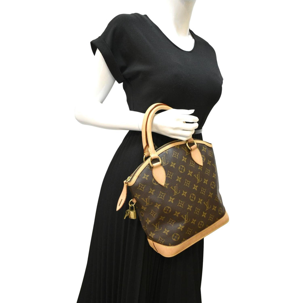 LOUIS VUITTON Lockit Vertical PM Monogram Canvas Tote Bag Brown