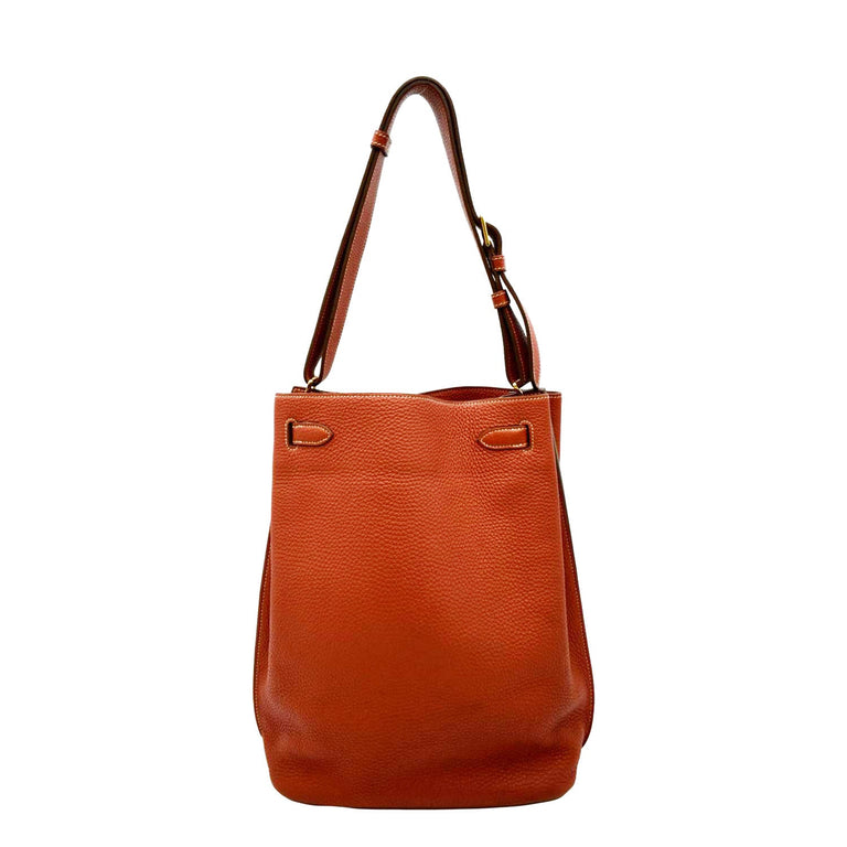 HERMES Togo So Kelly Leather Bag in Orange