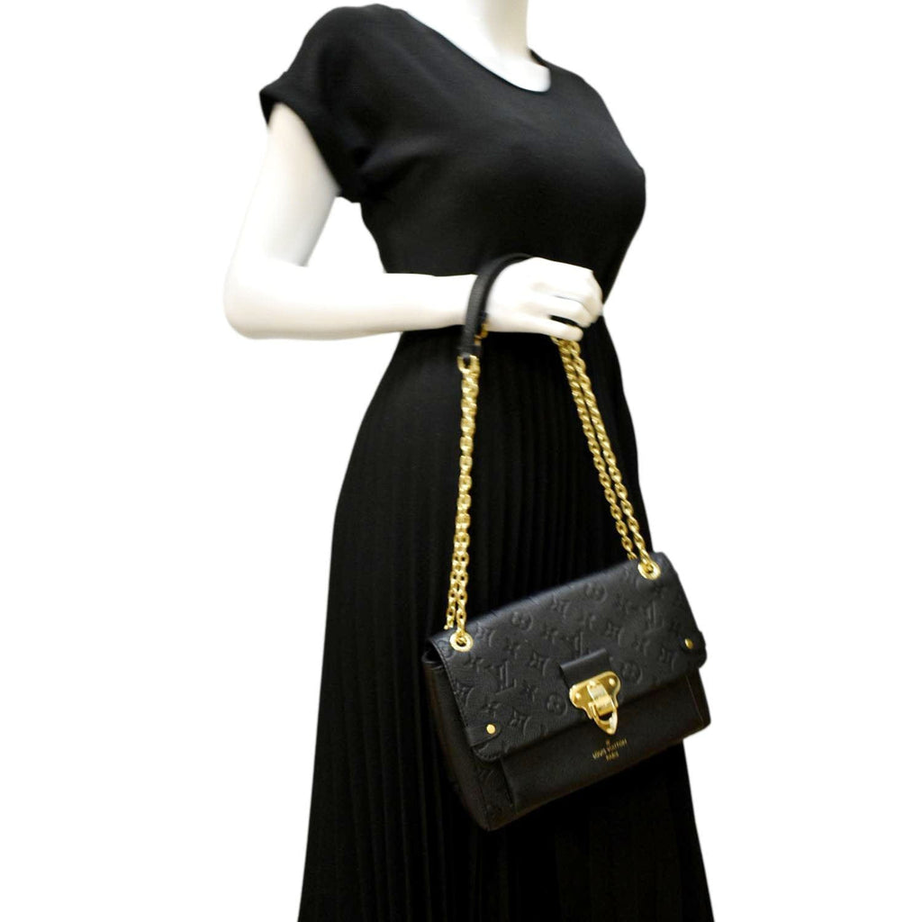 LOUIS VUITTON Vavin PM Monogram Empreinte Leather Shoulder Bag Black