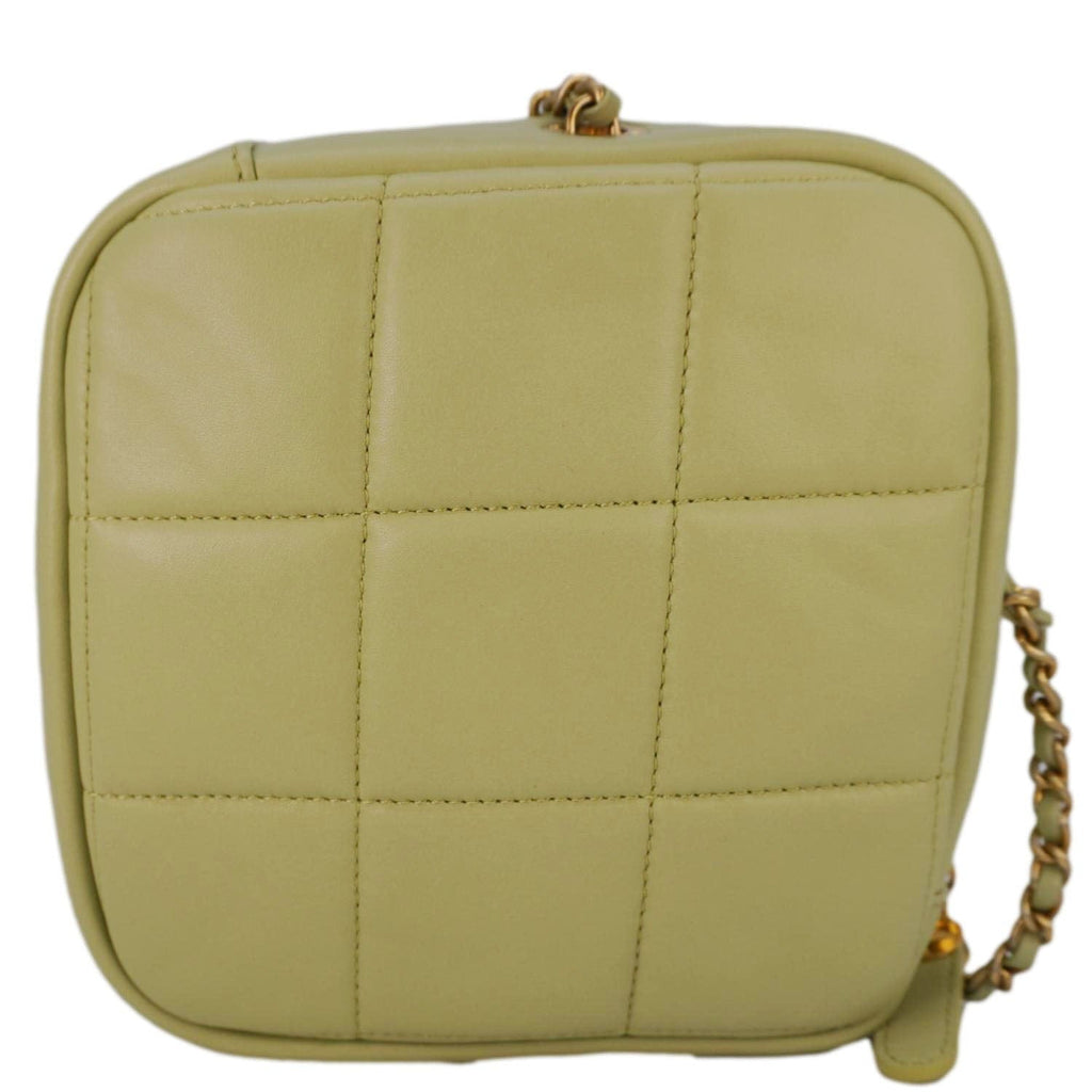 CHANEL Diamond Quilted Leather Coin Chain Crossbody Bag Green