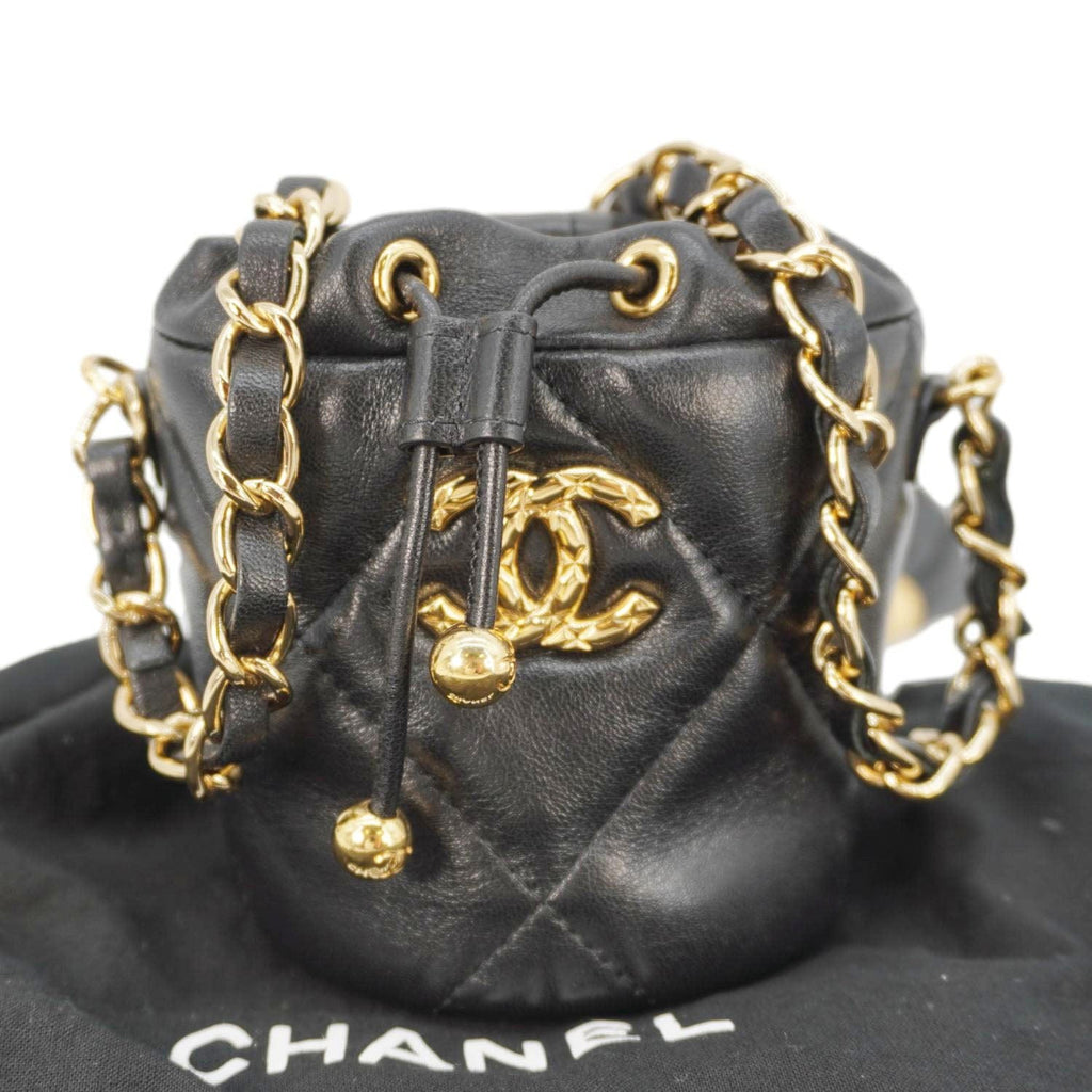 CHANEL Coco Mini Leather Bucket Black Shoulder Bag