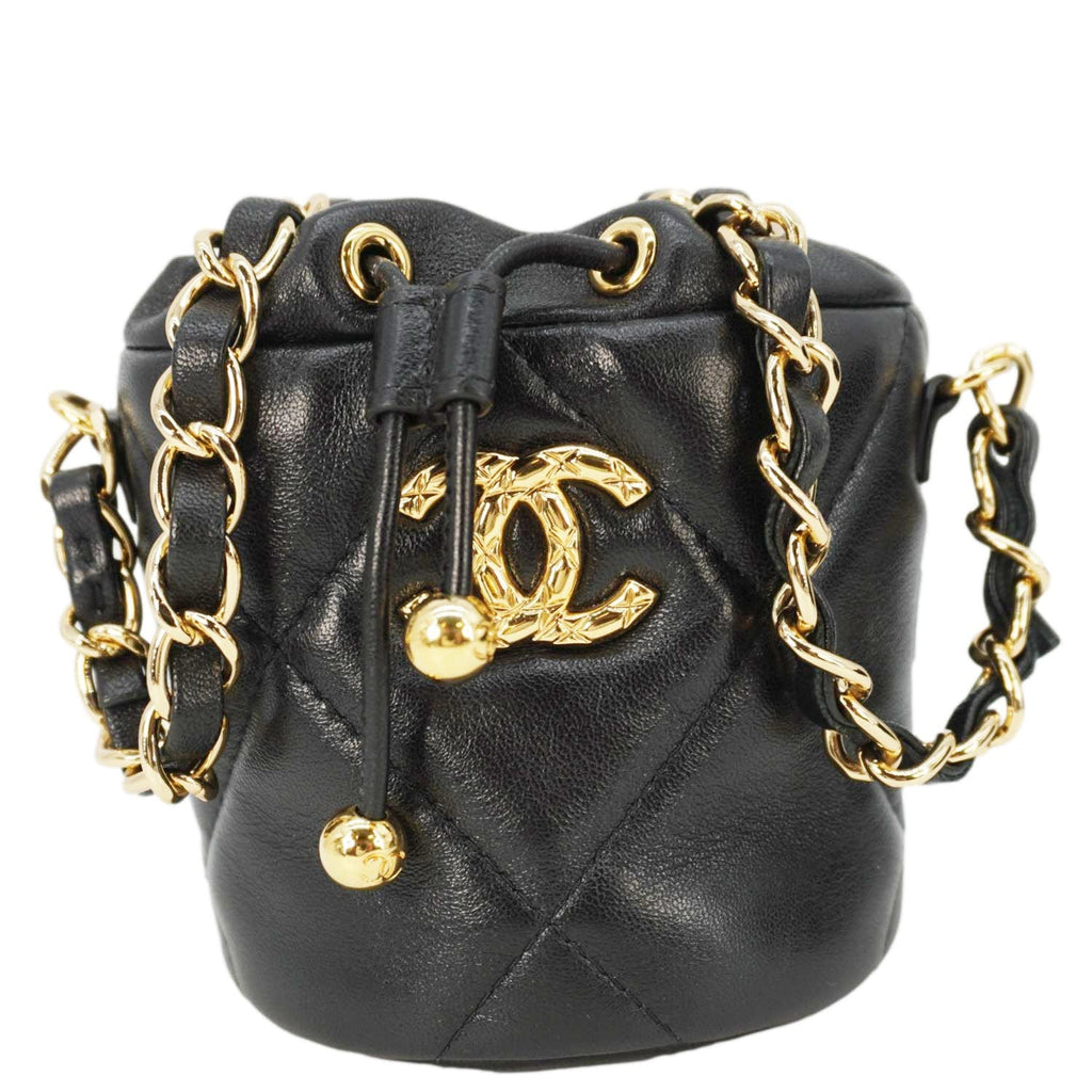 CHANEL Coco Mini Leather Bucket Black Shoulder Bag