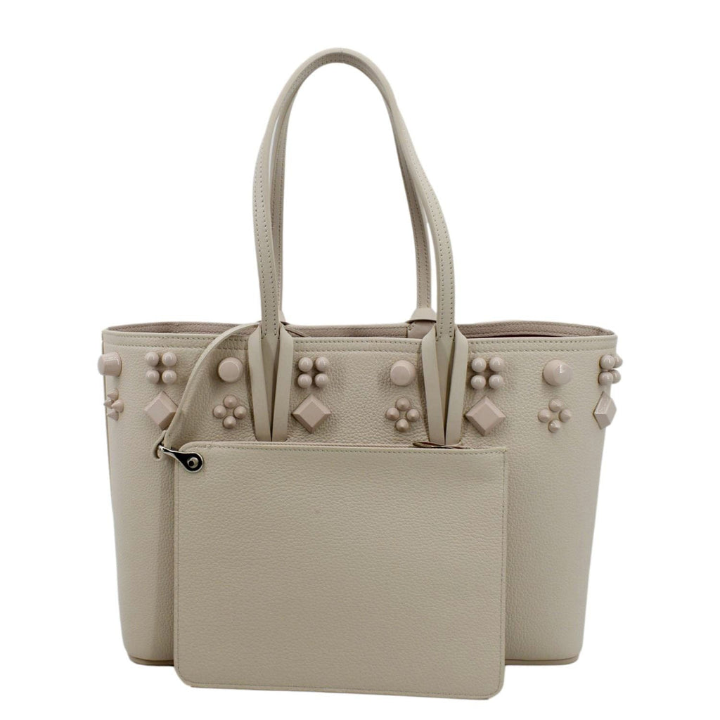 CHRISTIAN LOUBOUTIN Cabata Small Spike Leather Tote Bag Live Beige