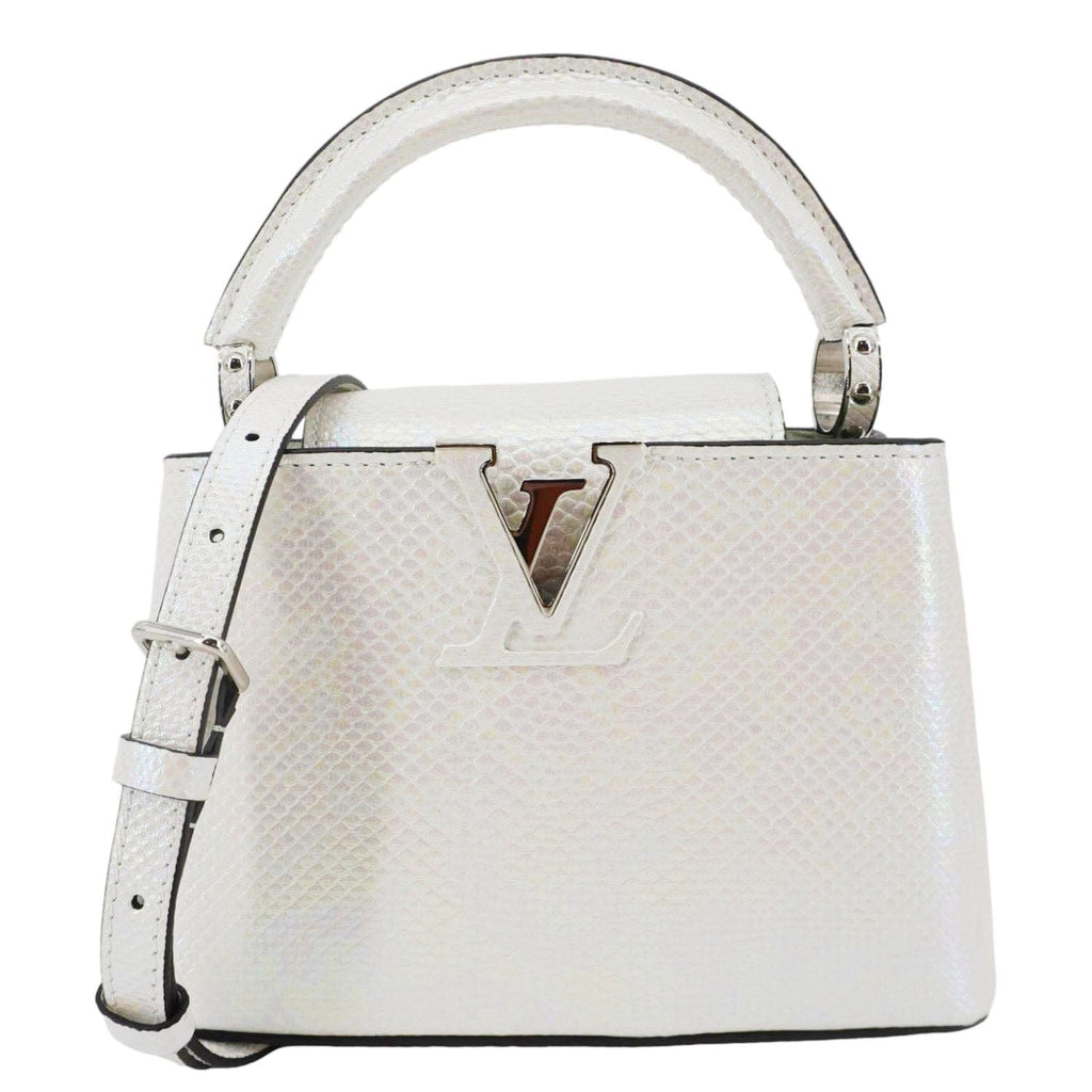 LOUIS VUITTON Capucines Mini Karung Leather White Shoulder Bag