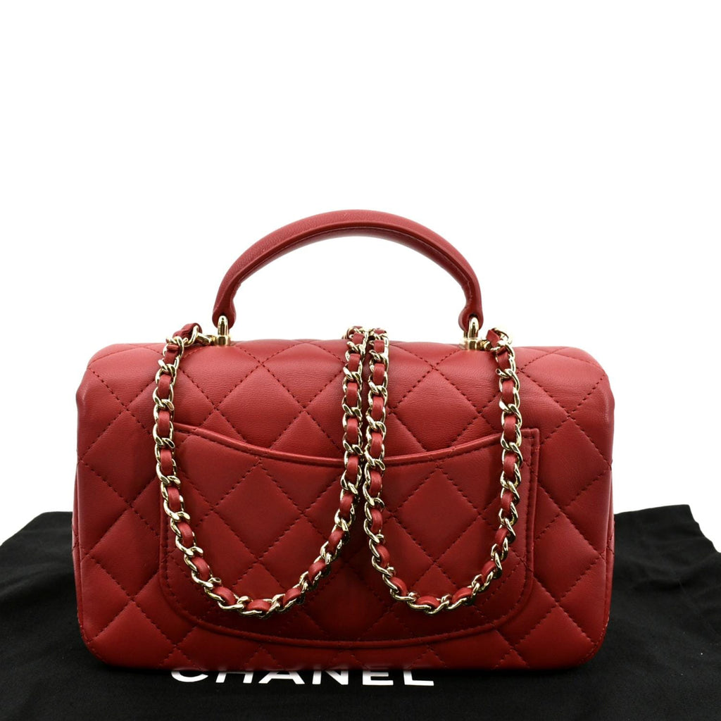 CHANEL Mini Top Handle Rectangular Flap Quilted Leather Crossbody Bag
