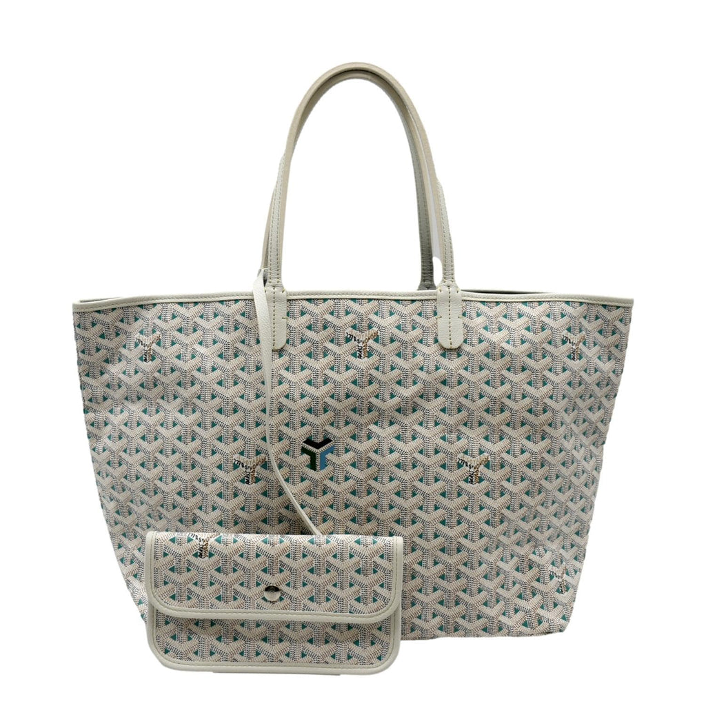 GOYARD Saint Louis Claire Voie Chevron Print Coated Canvas Tote Bag Wh
