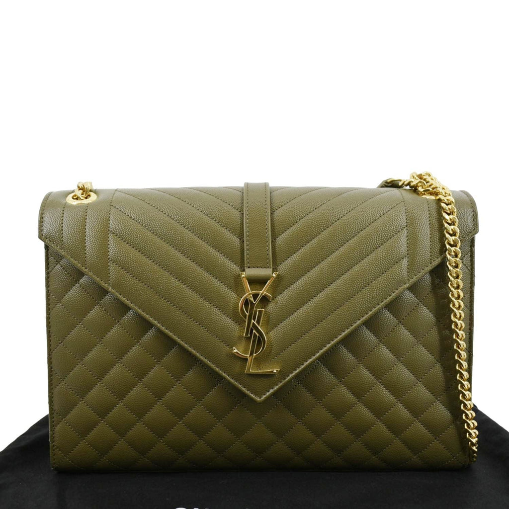 YVES SAINT LAURENT Large Envelope Flap Matelasse Leather Shoulder Bag