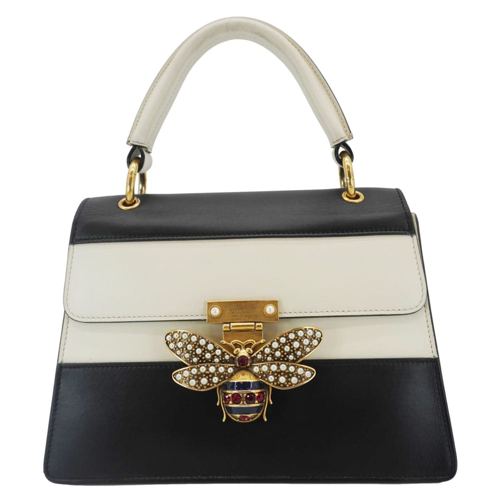 GUCCI Queen Margaret Bee Blind For Love Leather Shoulder Bag Black 476