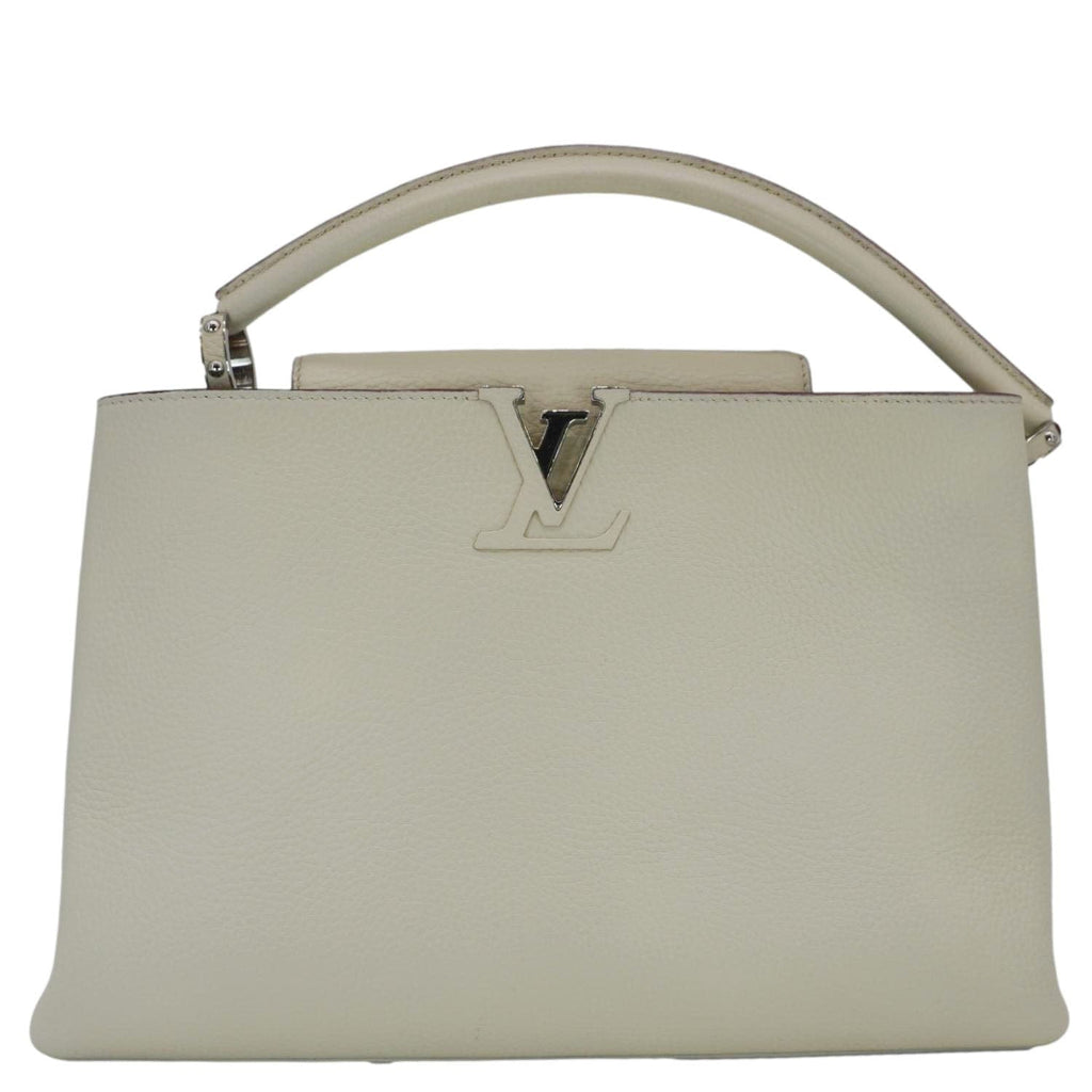 LOUIS VUITTON Capucines MM Taurillon Leather White Satchel Bag