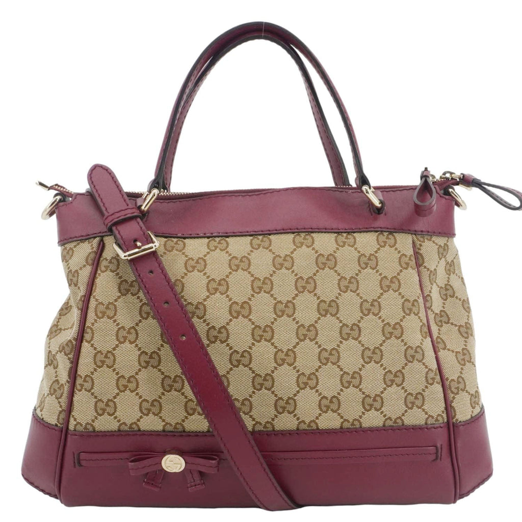GUCCI Mayfair GG Canvas Tote Maroon Crossbody Bag