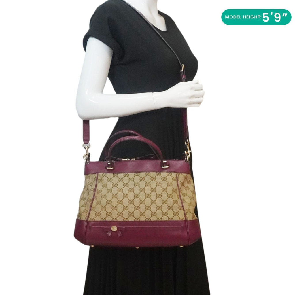 GUCCI Mayfair GG Canvas Tote Maroon Crossbody Bag
