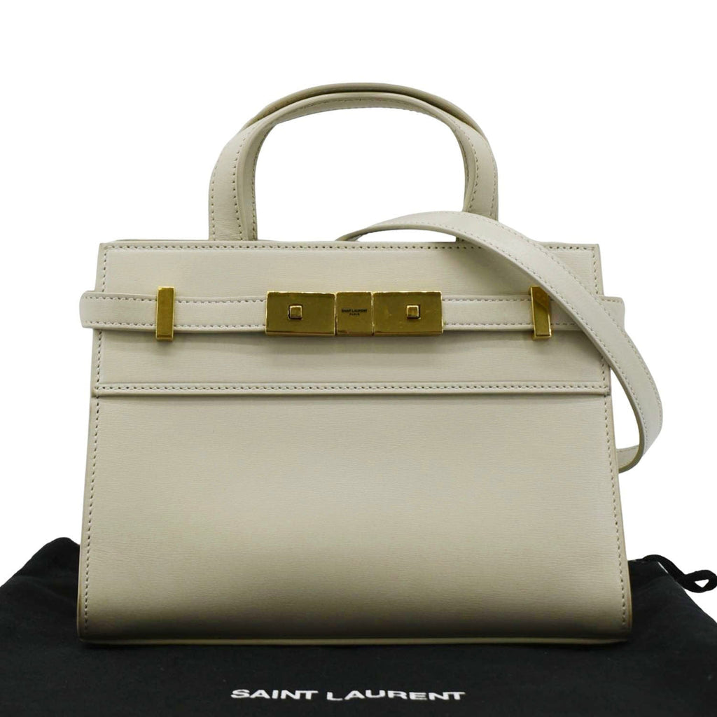 YVES SAINT LAURENT Manhattan Leather Shopper Tote Bag Beige