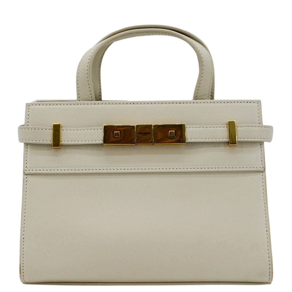 YVES SAINT LAURENT Manhattan Leather Shopper Tote Bag Beige