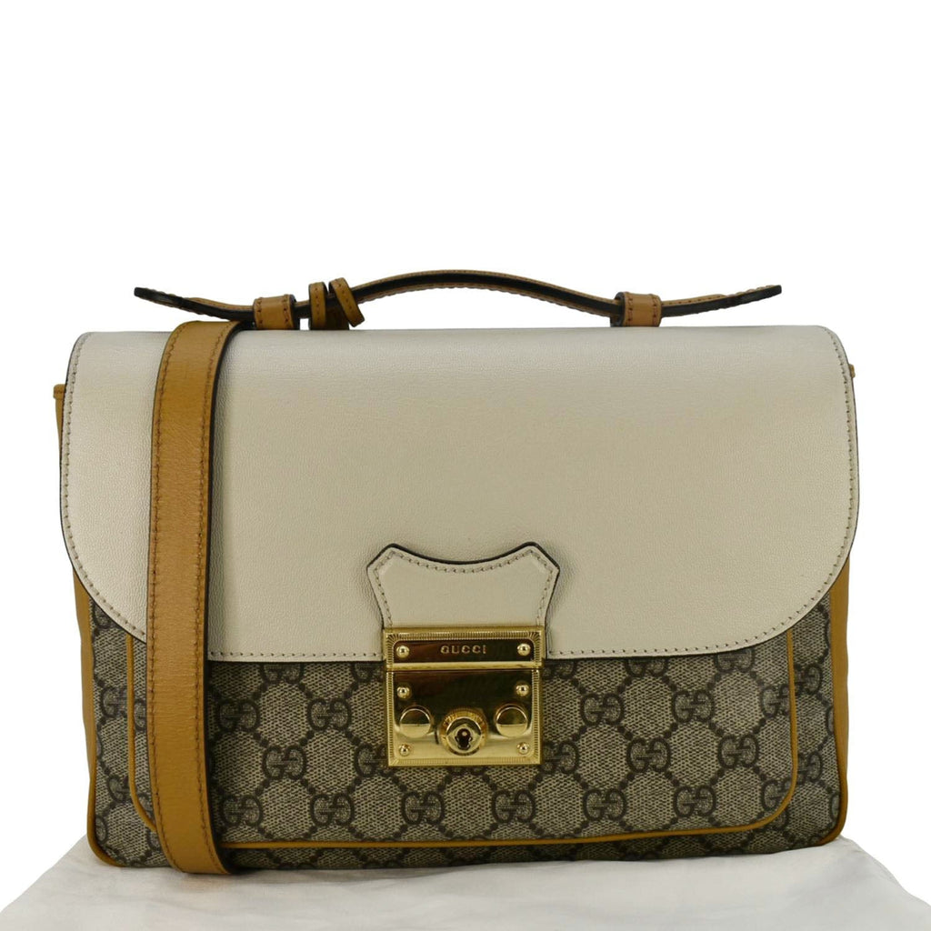 GUCCI Padlock Flap GG Canvas Beige Shoulder Bag