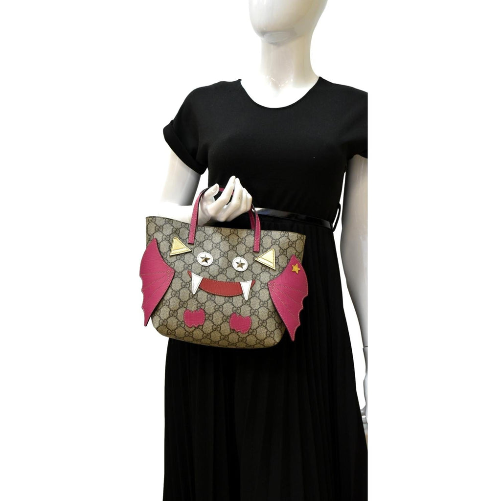 GUCCI Kids Bat Canvas Tote Bag Pink 525522