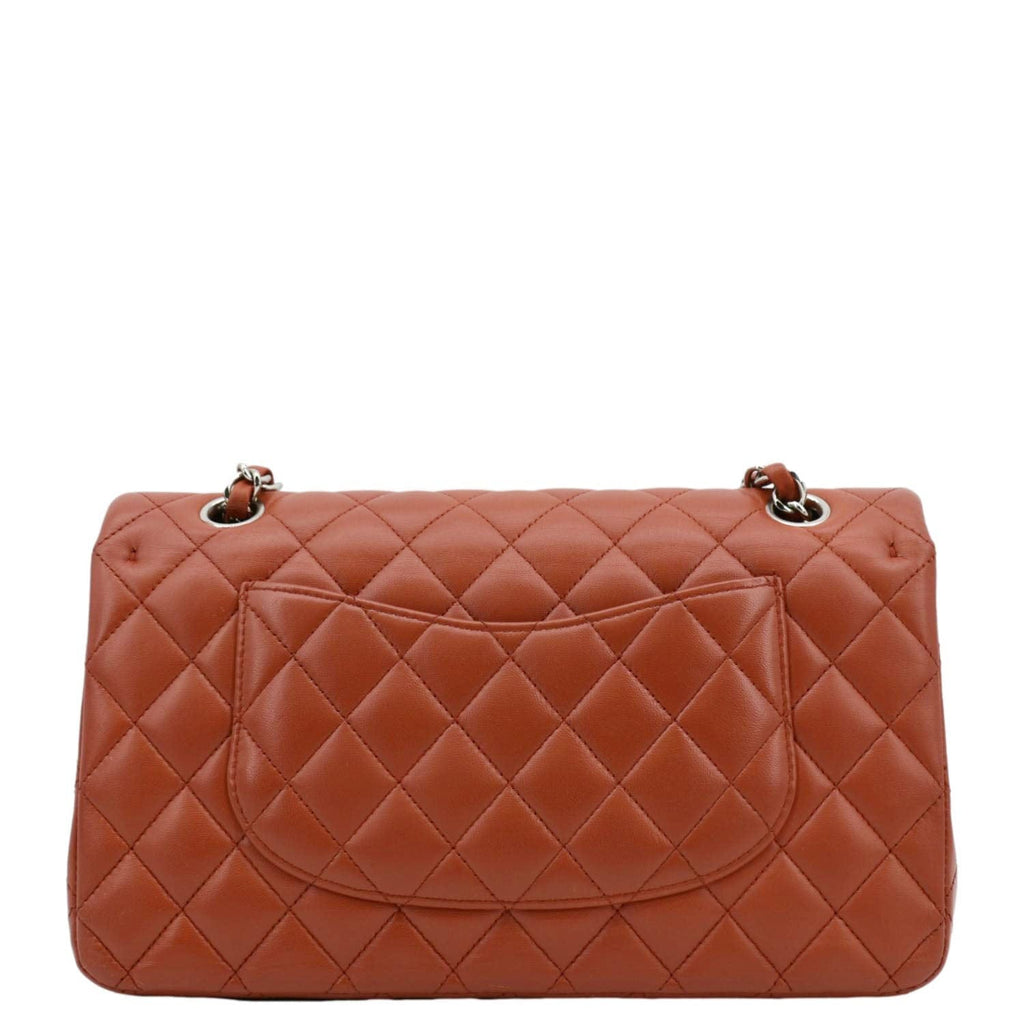 CHANEL Classic Medium Double Flap Quilted Leather Shoulder Bag Red