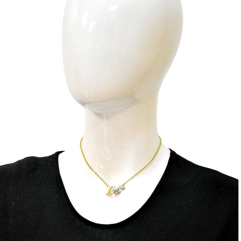 LOUIS VUITTON LV Gram Metal Zircorns Pendant Necklace Gold