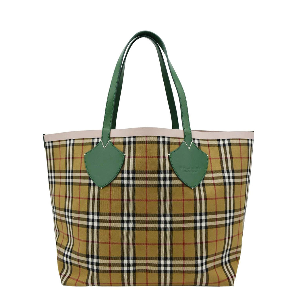 BURBERRY Giant Reversible Large Vintage Check Canvas Tote Bag Multicol