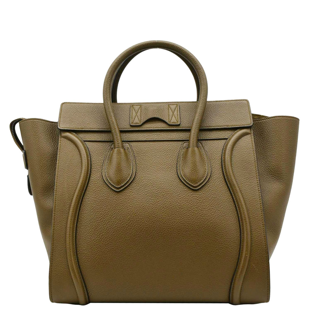 Luxurious CELINE Mini Luggage Leather Tote Bag Olive