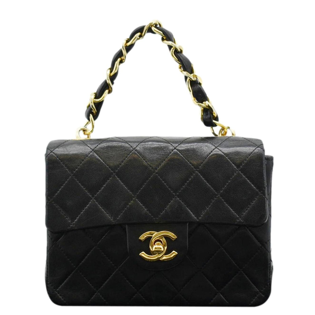 CHANEL Square Mini Flap Quilted Leather Black Shoulder Bag