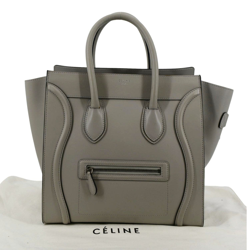 CELINE Luggage Smooth Leather Tote Bag Gray