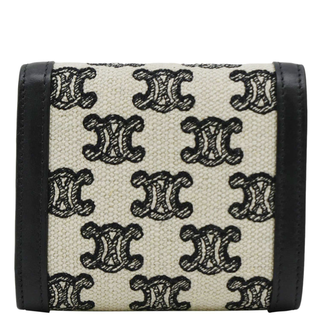 CELINE Triomphe Small Coated Canvas Wallet Black