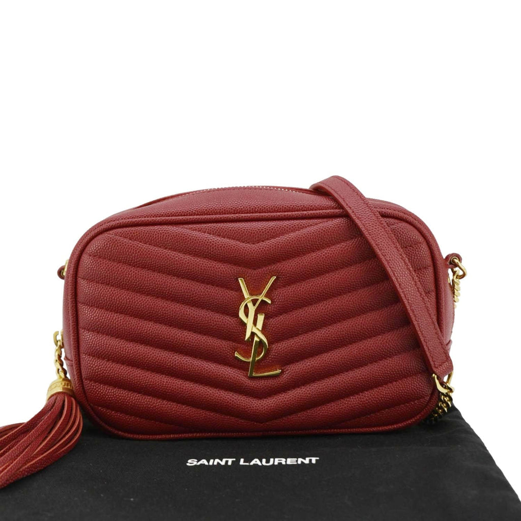 YVES SAINT LAURENT Lou Quilted Leather Crossbody Bag Red