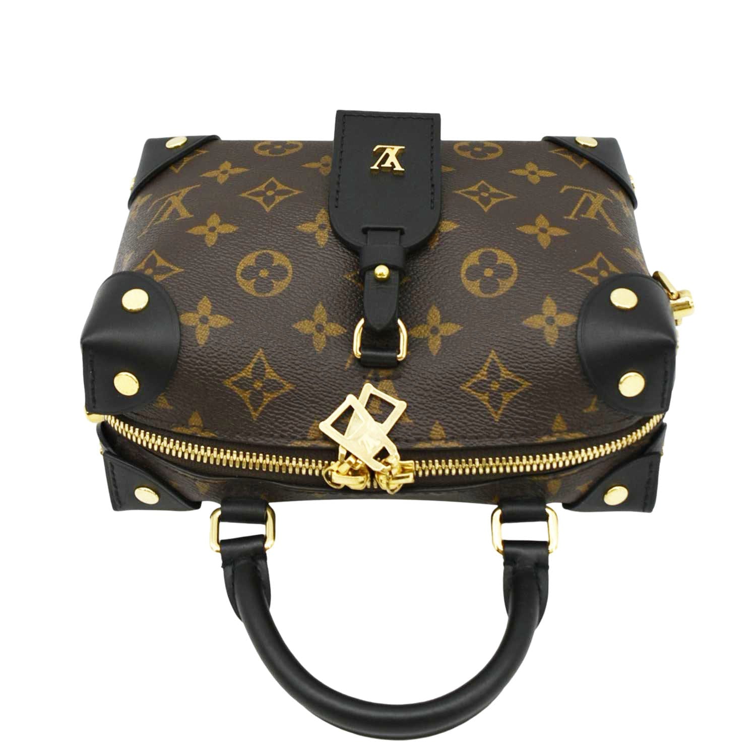 LOUIS VUITTON Petite Malle Souple Monogram Canvas Shoulder Bag Black