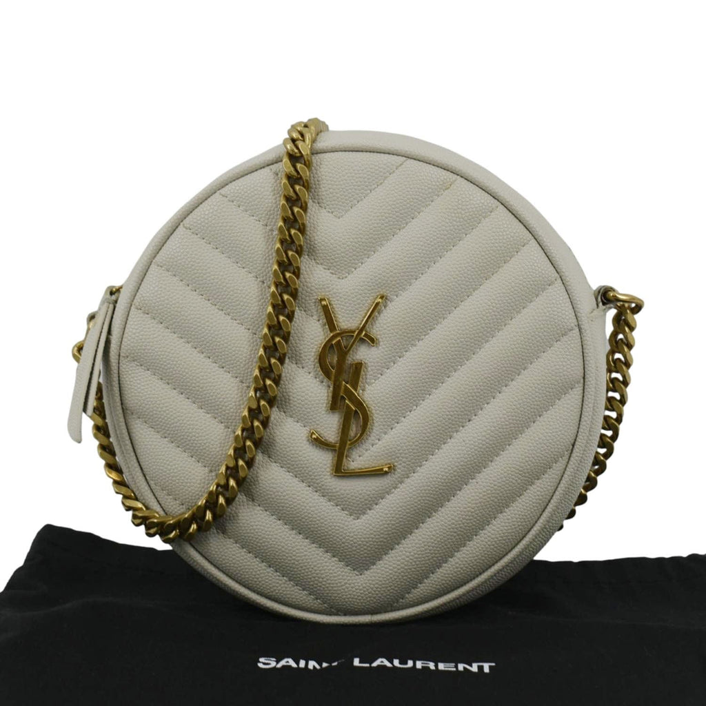 YVES SAINT LAURENT Vinyle Round Chevron Leather Camera Crossbody Bag G