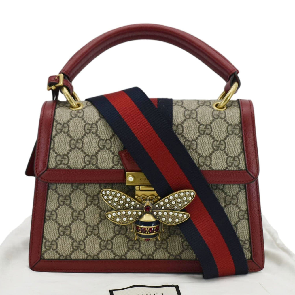 GUCCI Queen Margaret Bee GG Supreme Canvas Shoulder Bag Red 476541
